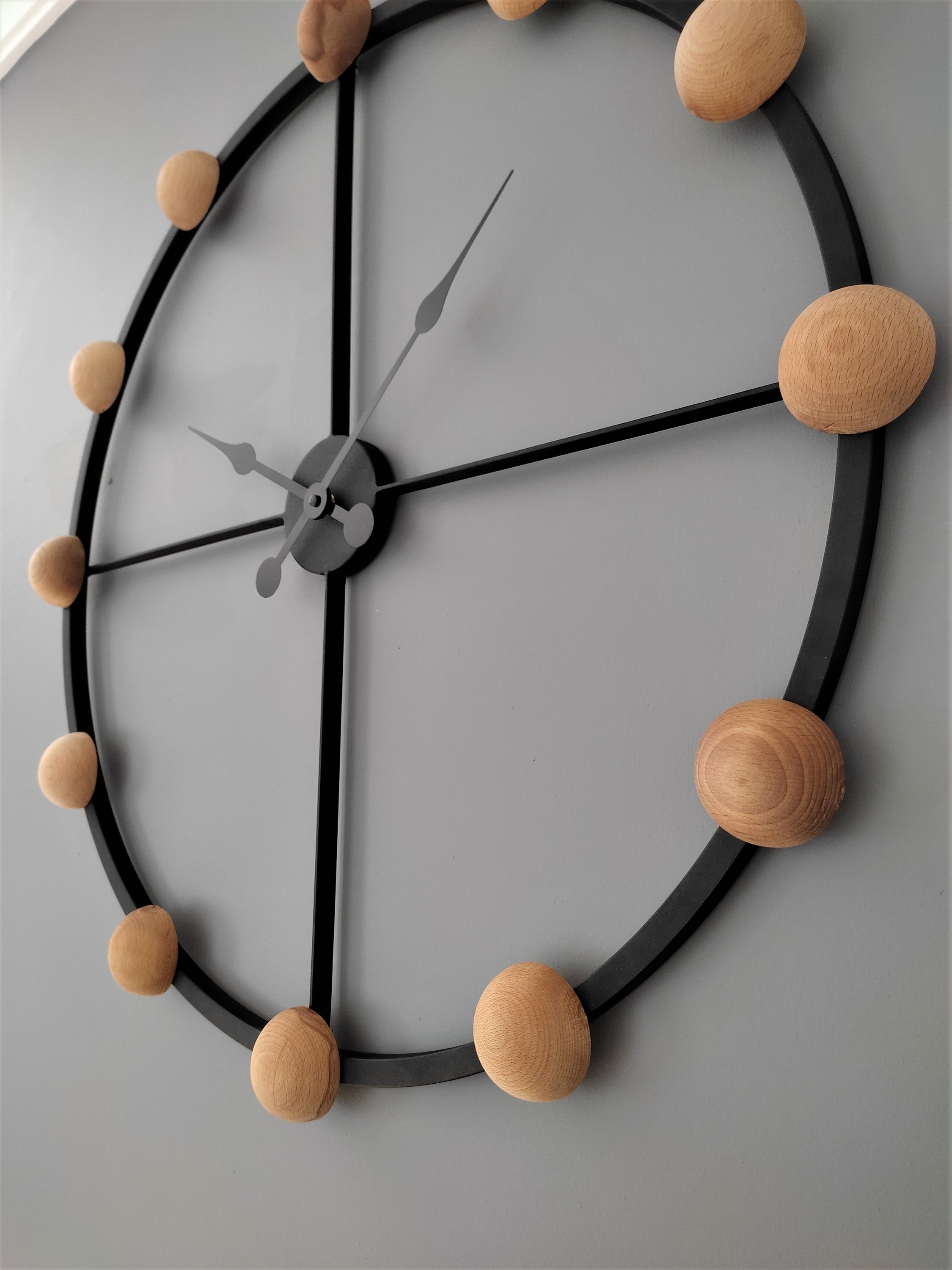 Metal Large Rustic Wall Clock Black Unique Gifts Oversized - Etsy