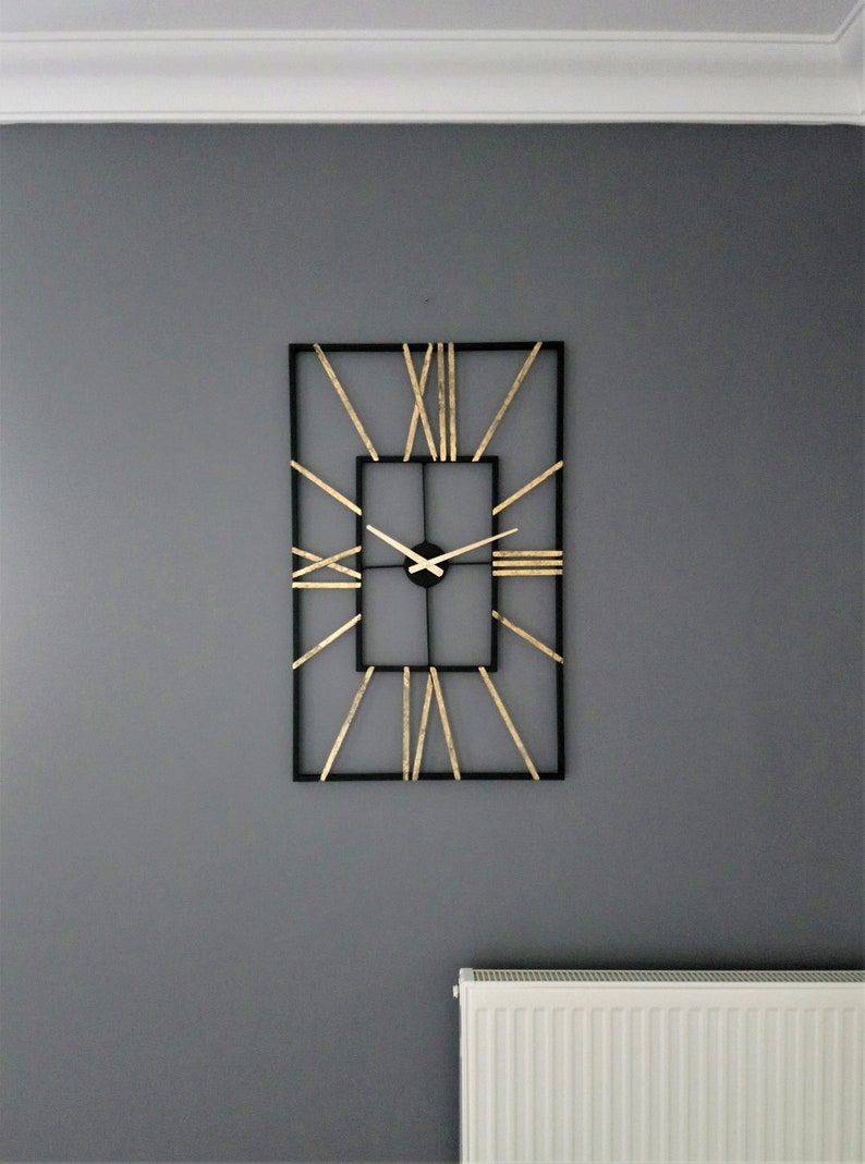 Rectangular Metal Large Unique Wall Clock Oversized Rustic - Etsy
