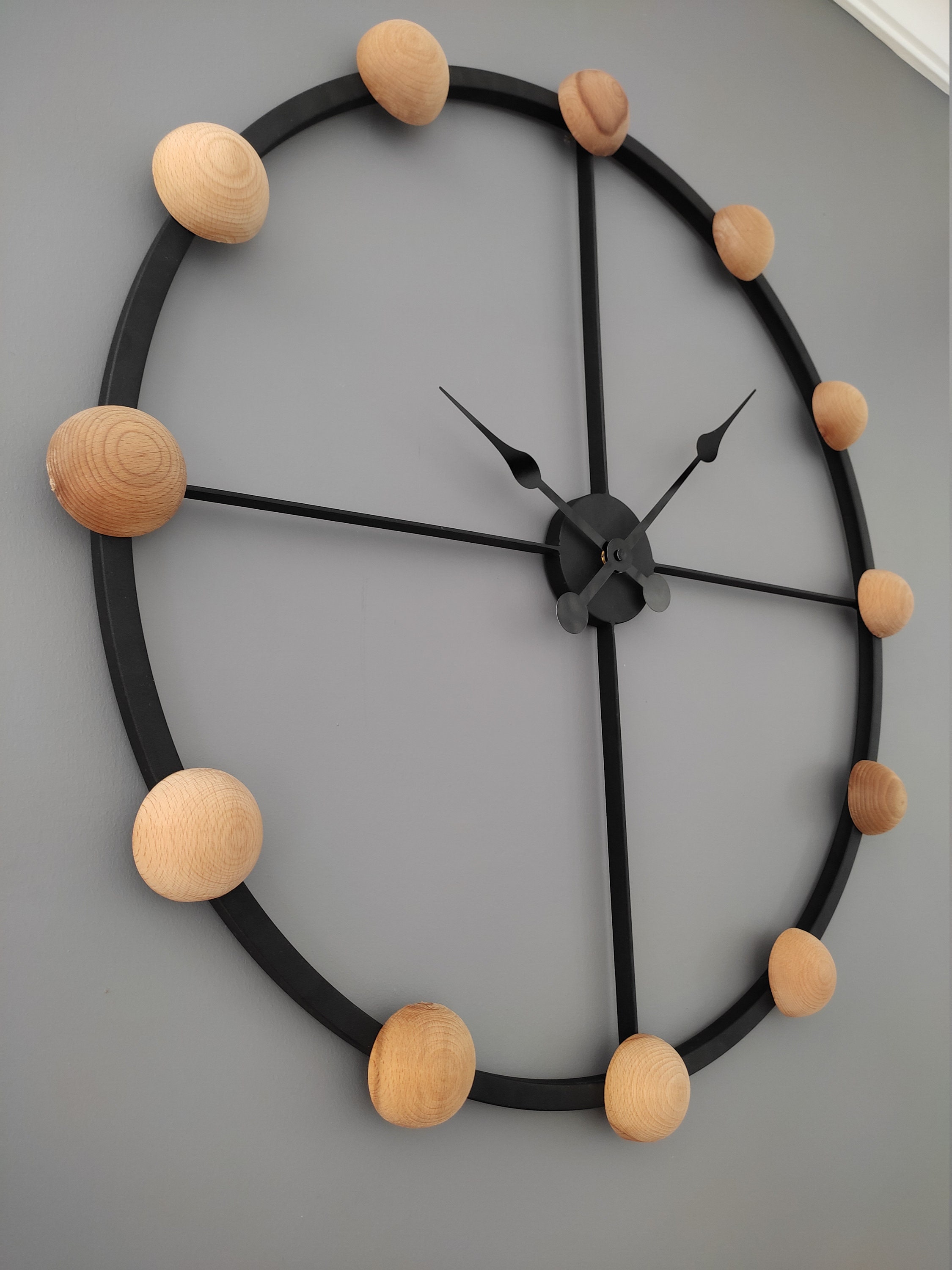 Metal Large Rustic Wall Clock Black Unique Gifts Oversized | Etsy