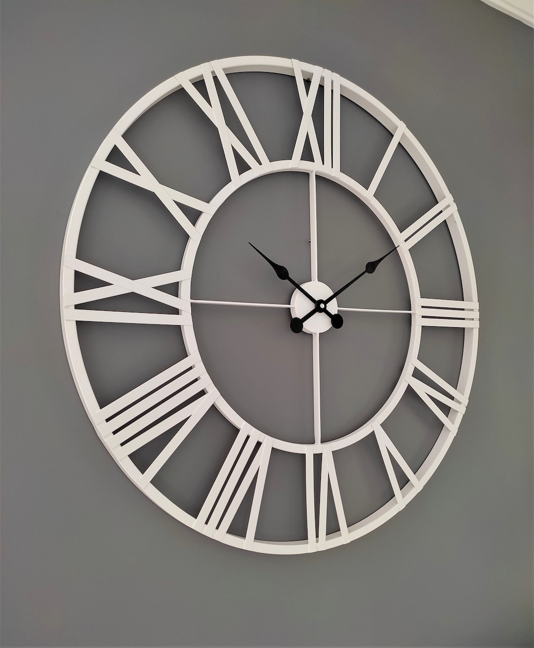 Large Rustic Wall Clock Romen Numerals Metal Wall Clock Farmhouse Wall ...