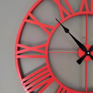 Large Rustic Red Metal Wall Clock Farmhouse Round Silent Wall Clock ...