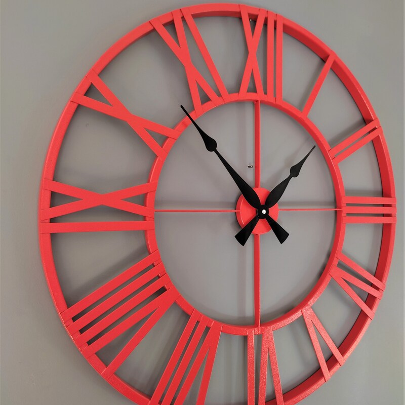 Large Red Wall Clock - Etsy