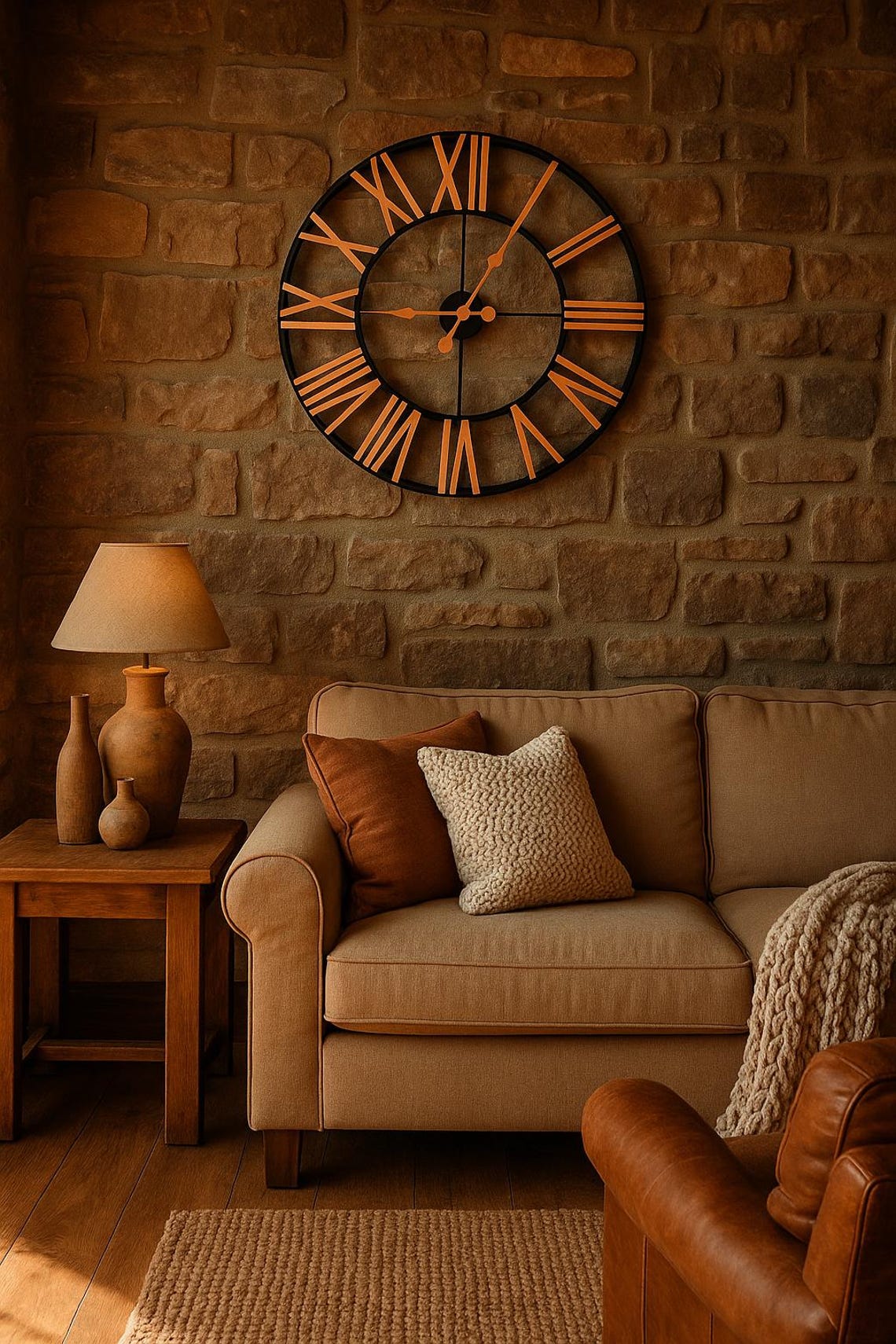 Metal Rustic Black Wall Clock Copper Embossed Large Romen Numerals ...