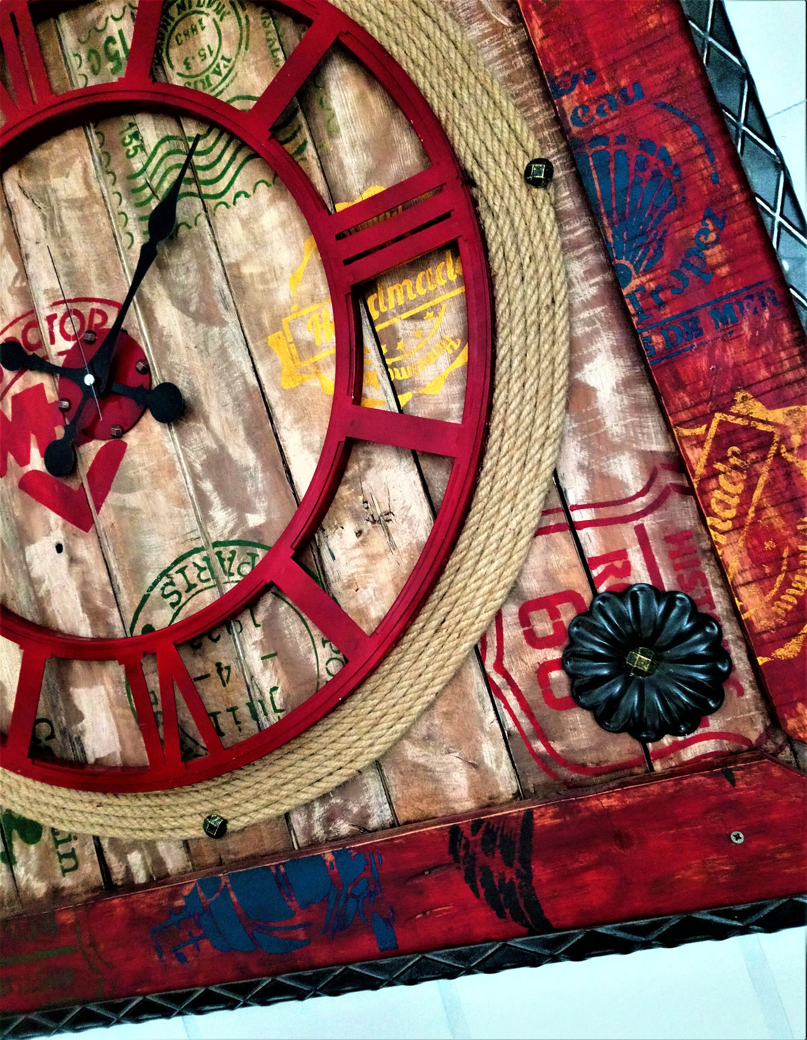 Large Rustic Wood Wall Clock Metal Handmade Farmhouse Wall | Etsy