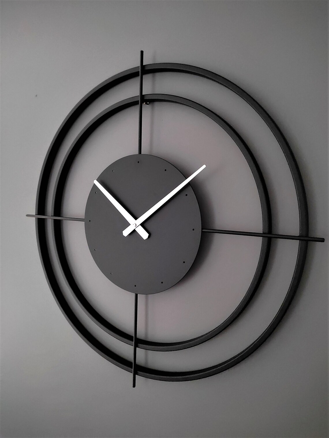 Metal Large Rustic Black Wall Clock Oversized Farmhouse Modern | Etsy