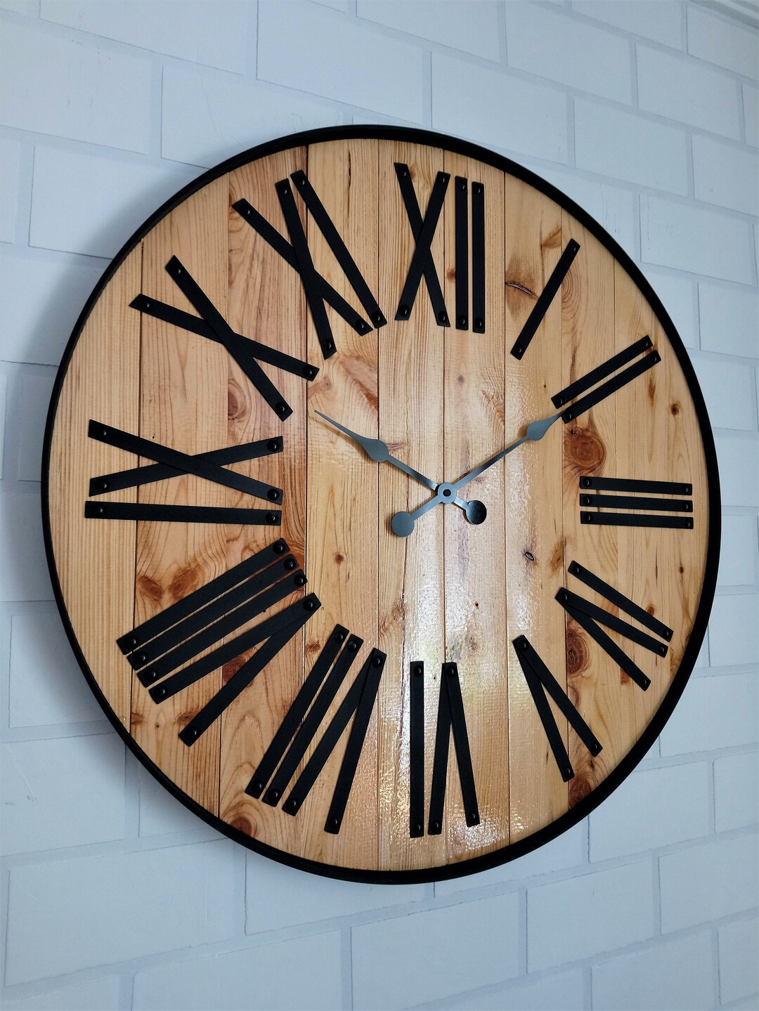 Rustic Reclaimed Wood Oversized Farmhouse Wall Clock Large Vintage Wall ...