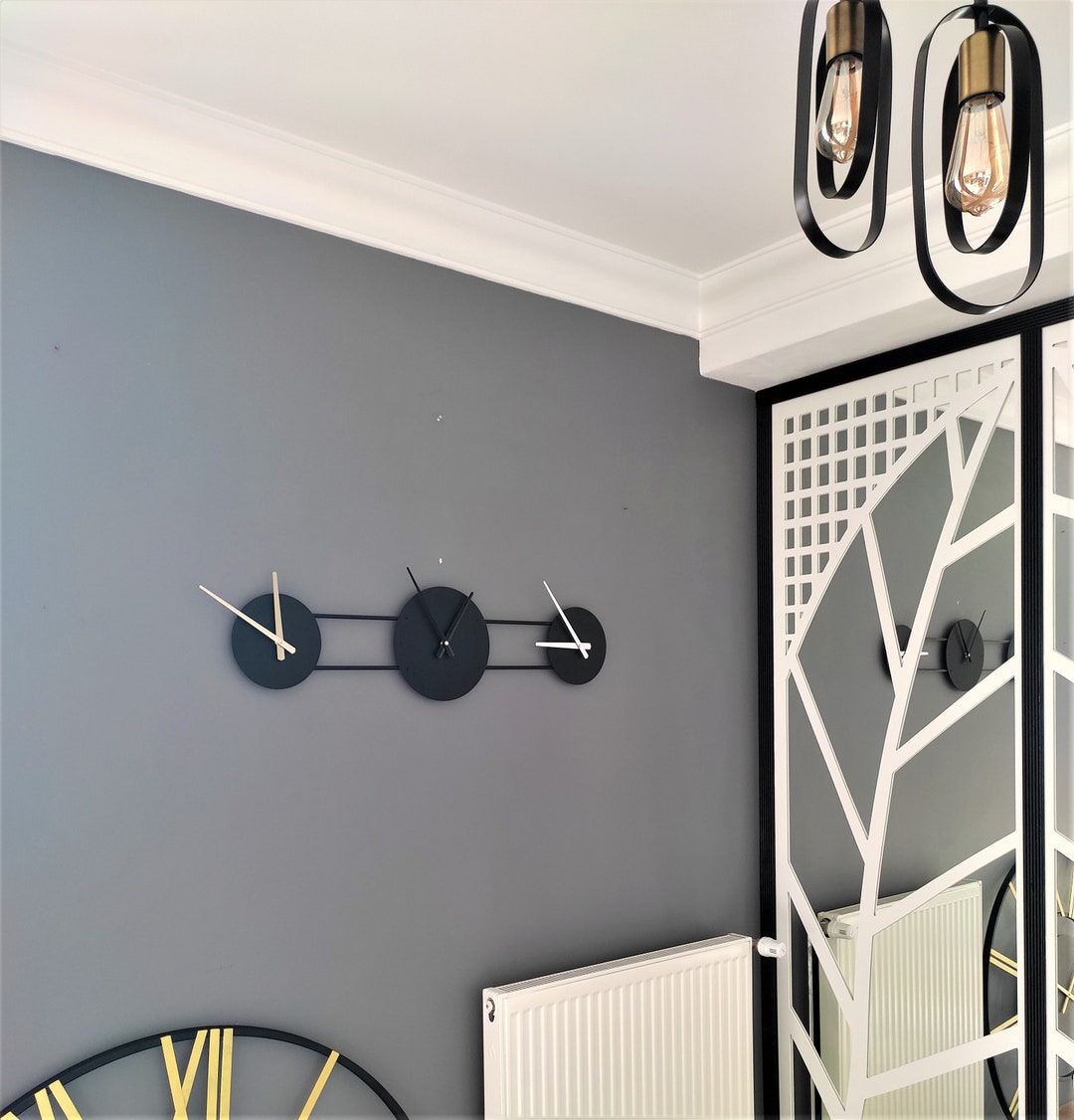 Black Retro Timezone Wall Clocks Custom City Wall Clock World Bank Wall ...