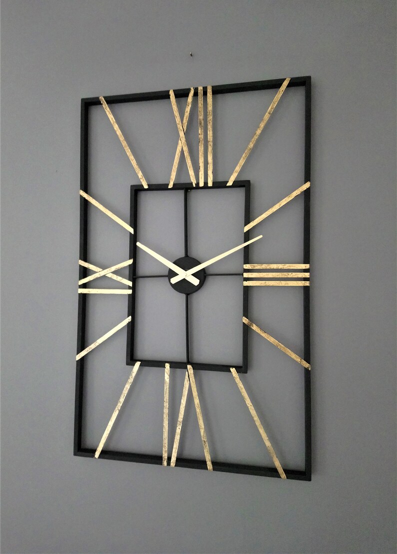Rectangular Metal Large Unique Wall Clock Oversized Rustic - Etsy