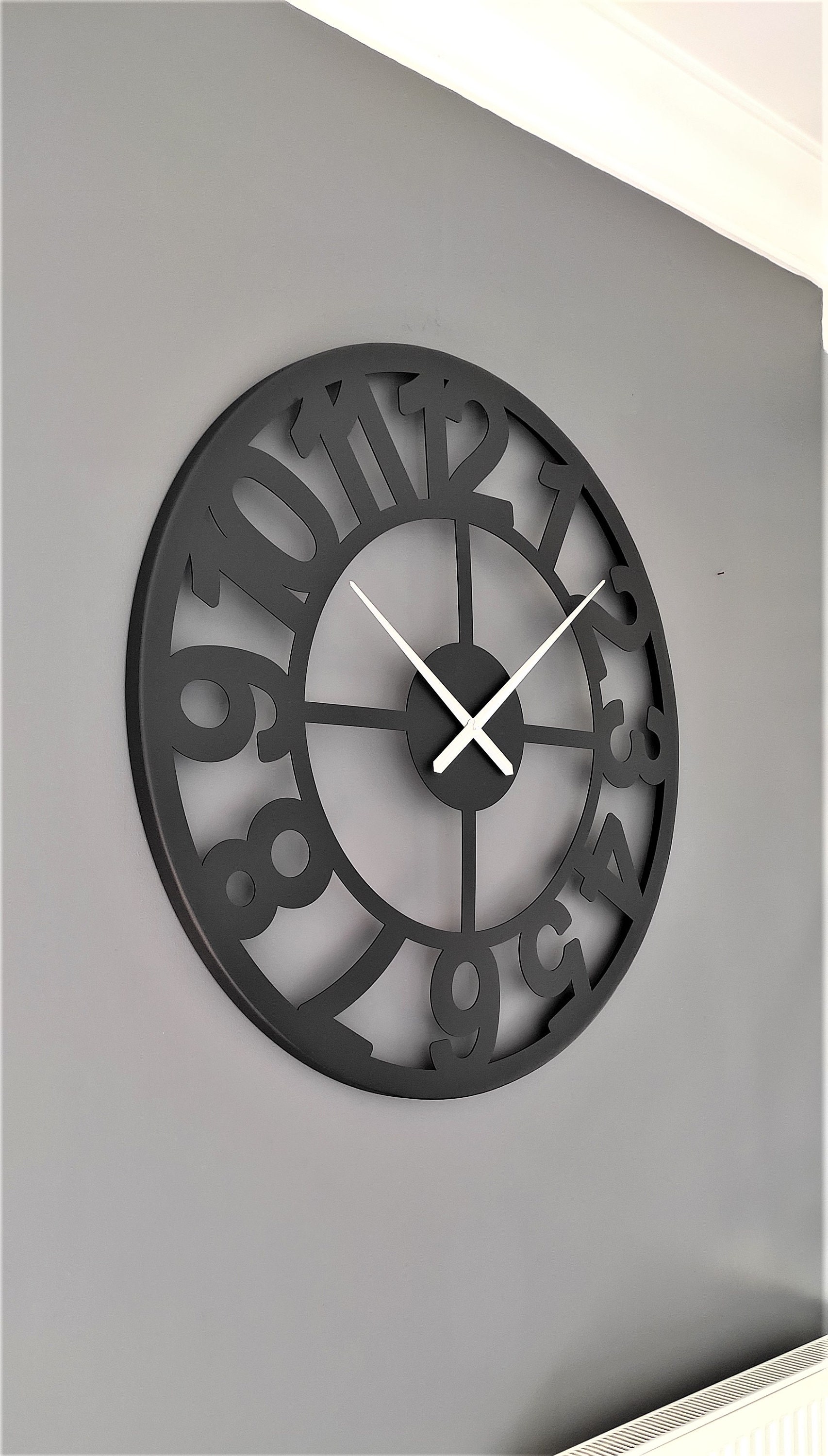 Metal Large Rustic Black Wall Clock Round Minimalist Wall - Etsy