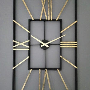 Rectangular Metal Large Unique Wall Clock Oversized Rustic Farmhouse ...