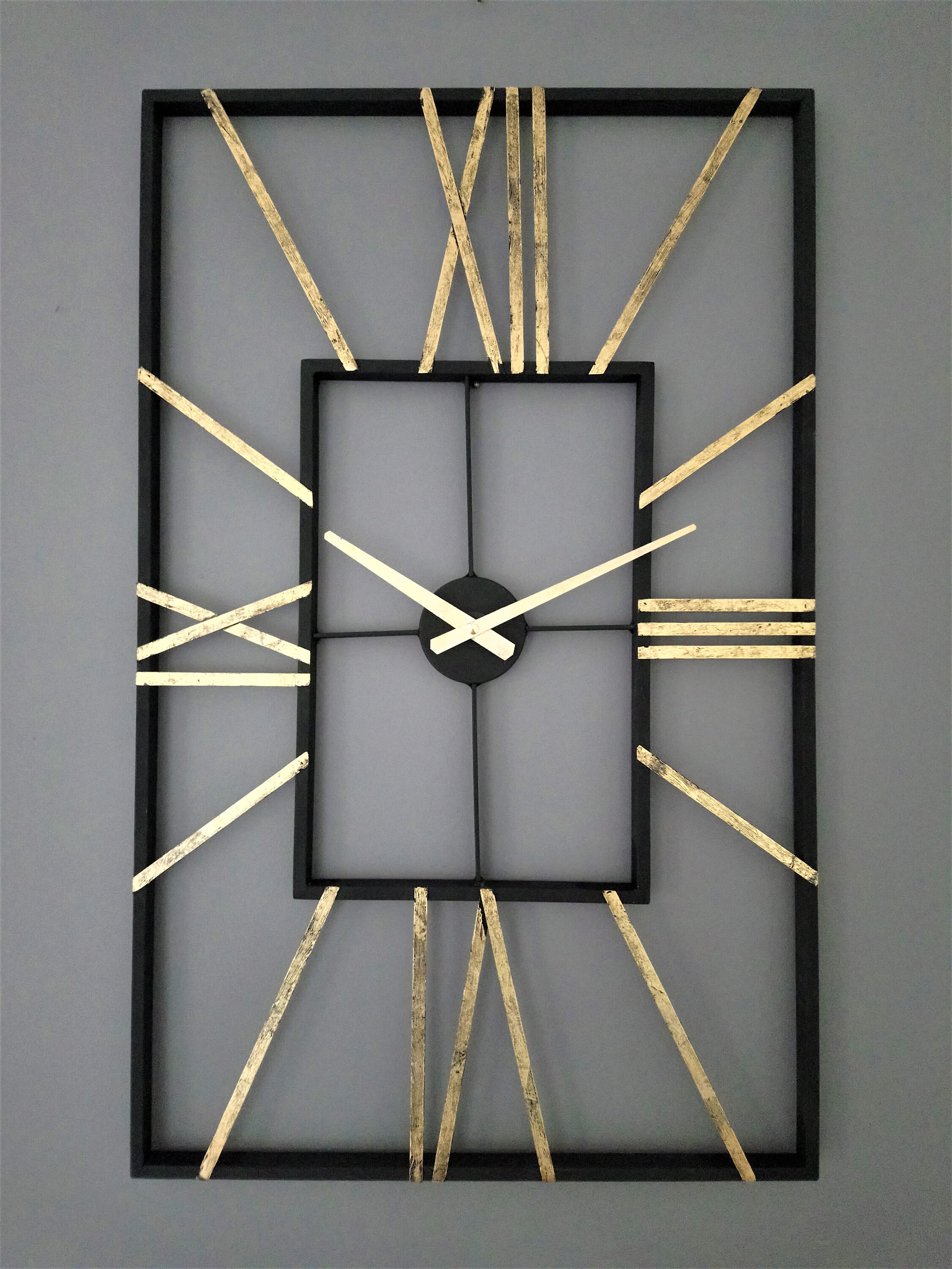 Rectangular Metal Large Unique Wall Clock Oversized Rustic - Etsy