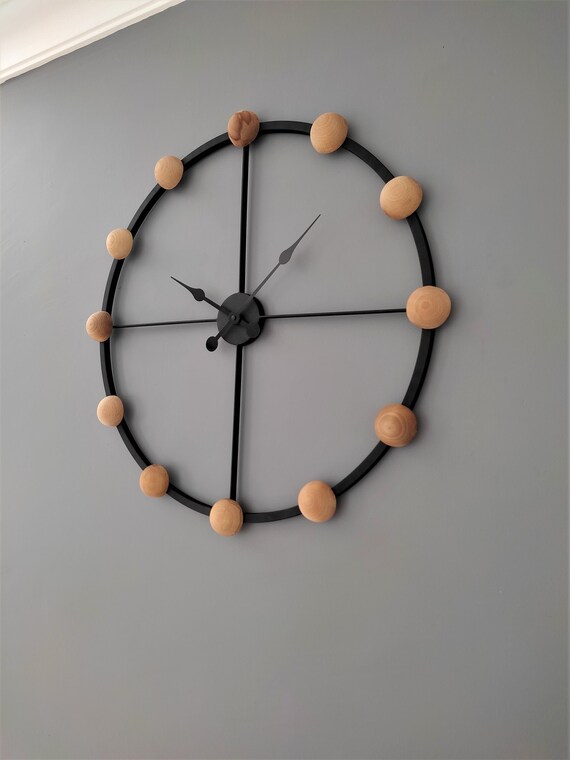 Metal Large Rustic Wall Clock Black Unique Gifts Oversized | Etsy