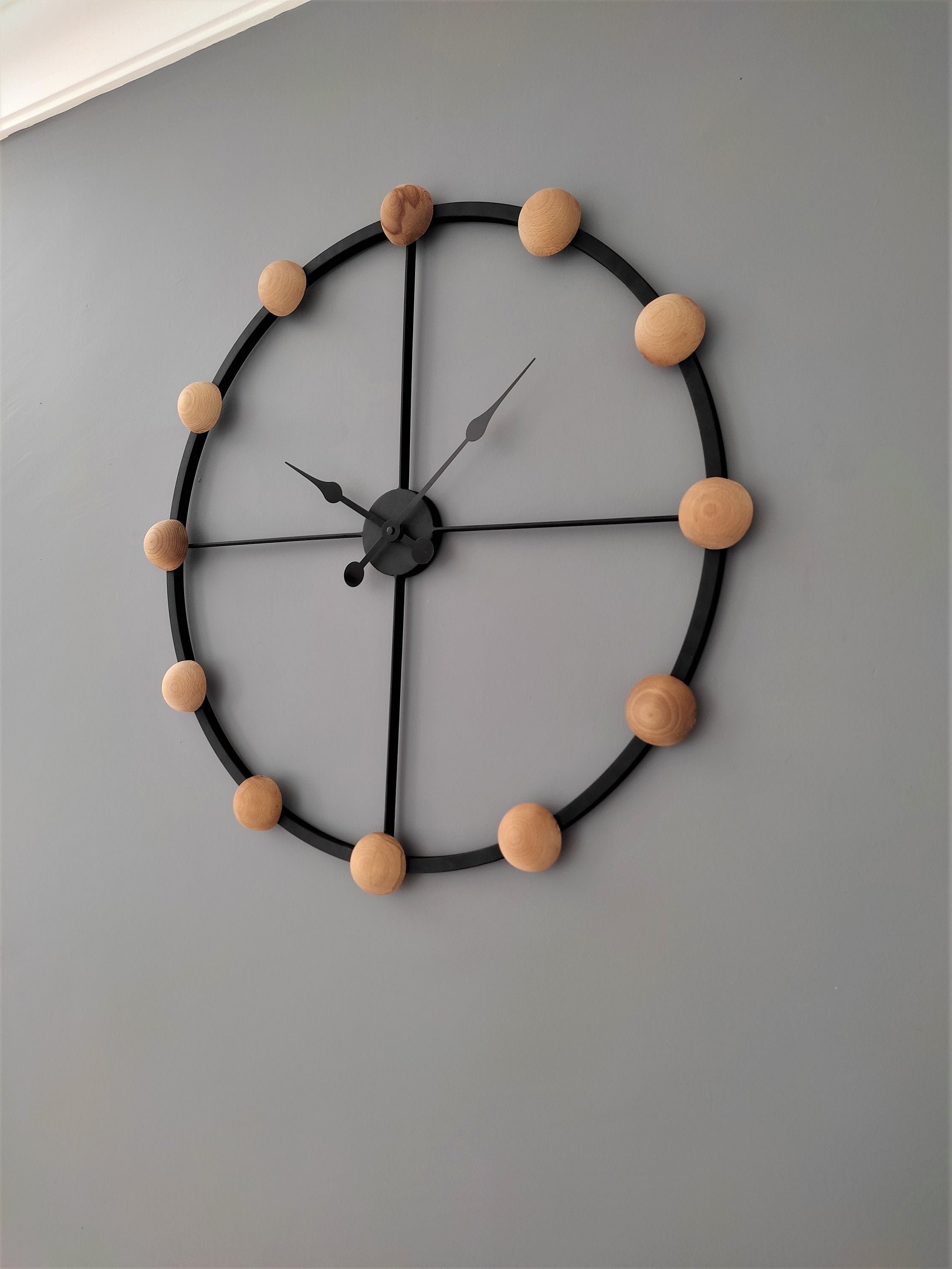 Metal Large Rustic Wall Clock Black Unique Gifts Oversized - Etsy
