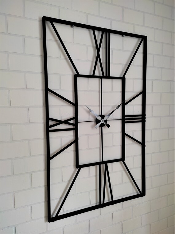 Rectangular Metal Large Rustic Unique Wall Clock Oversized - Etsy