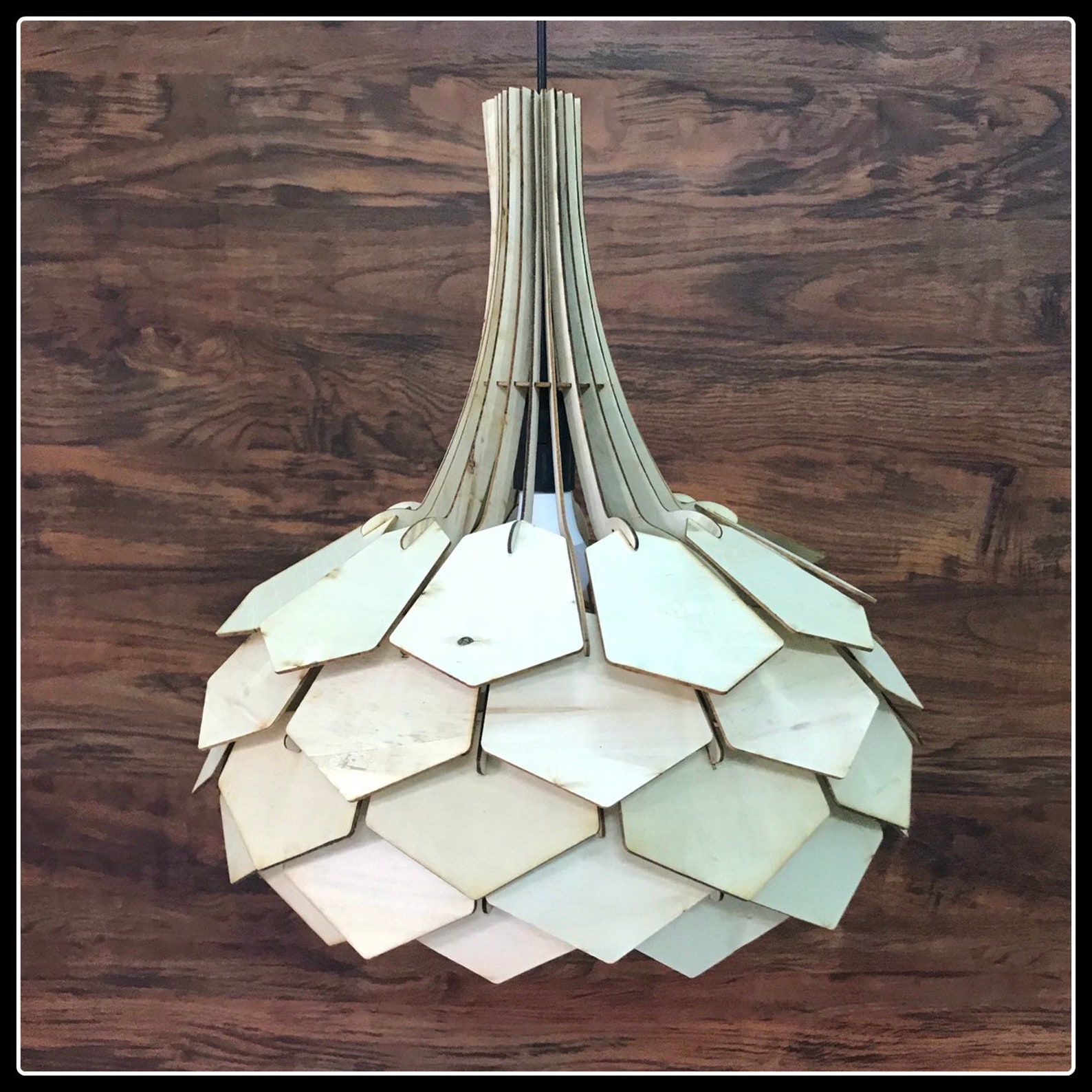 JASMINE Flower Pendant Light Fixture Wooden Hanging Lamp | Etsy