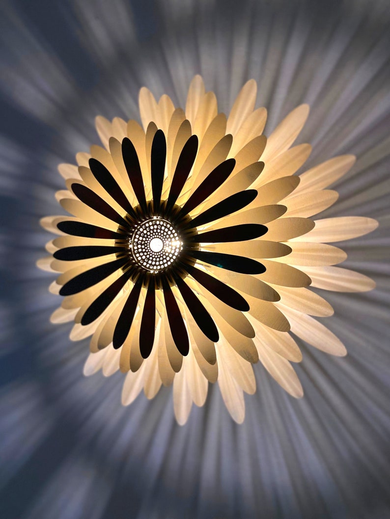 Wood Flower Ceiling Light DAISY Pendant Light Fixture Wood - Etsy