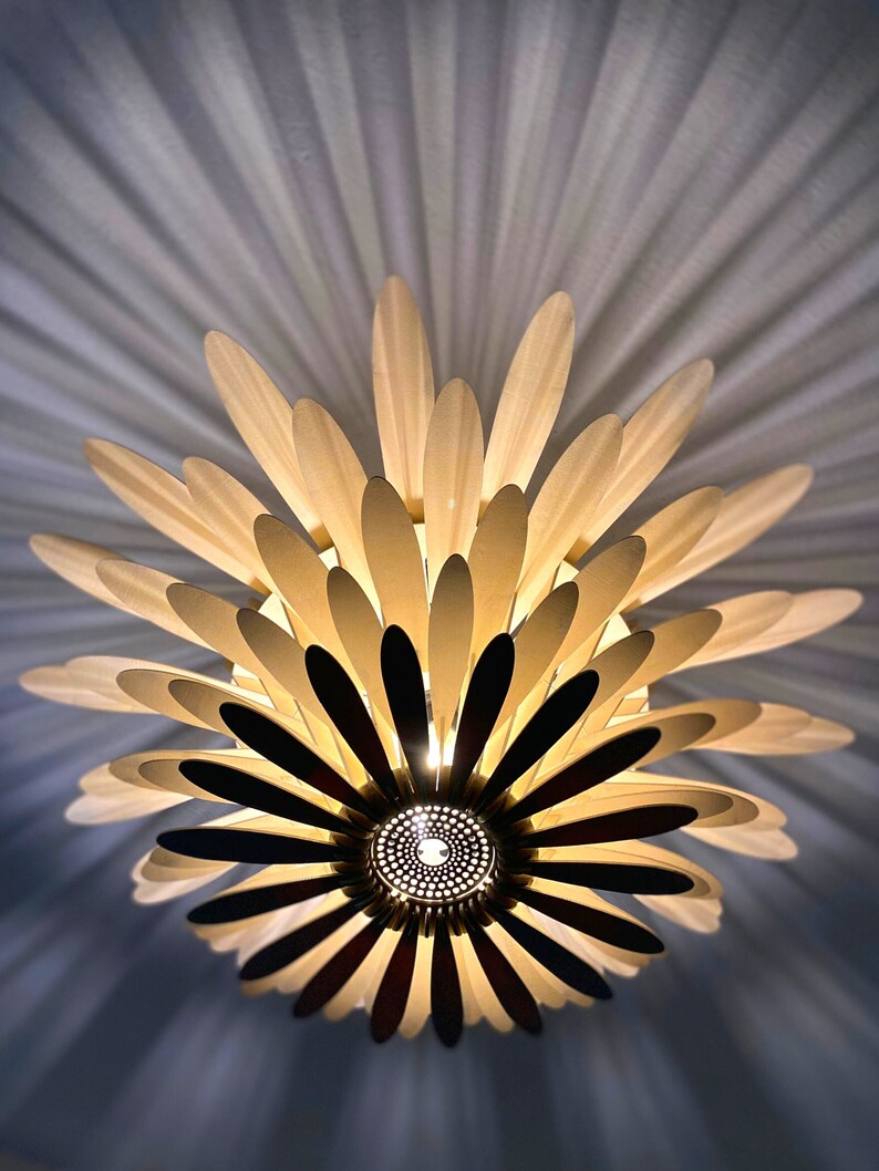 Wood Flower Ceiling Light DAISY Pendant Light Fixture Wood - Etsy