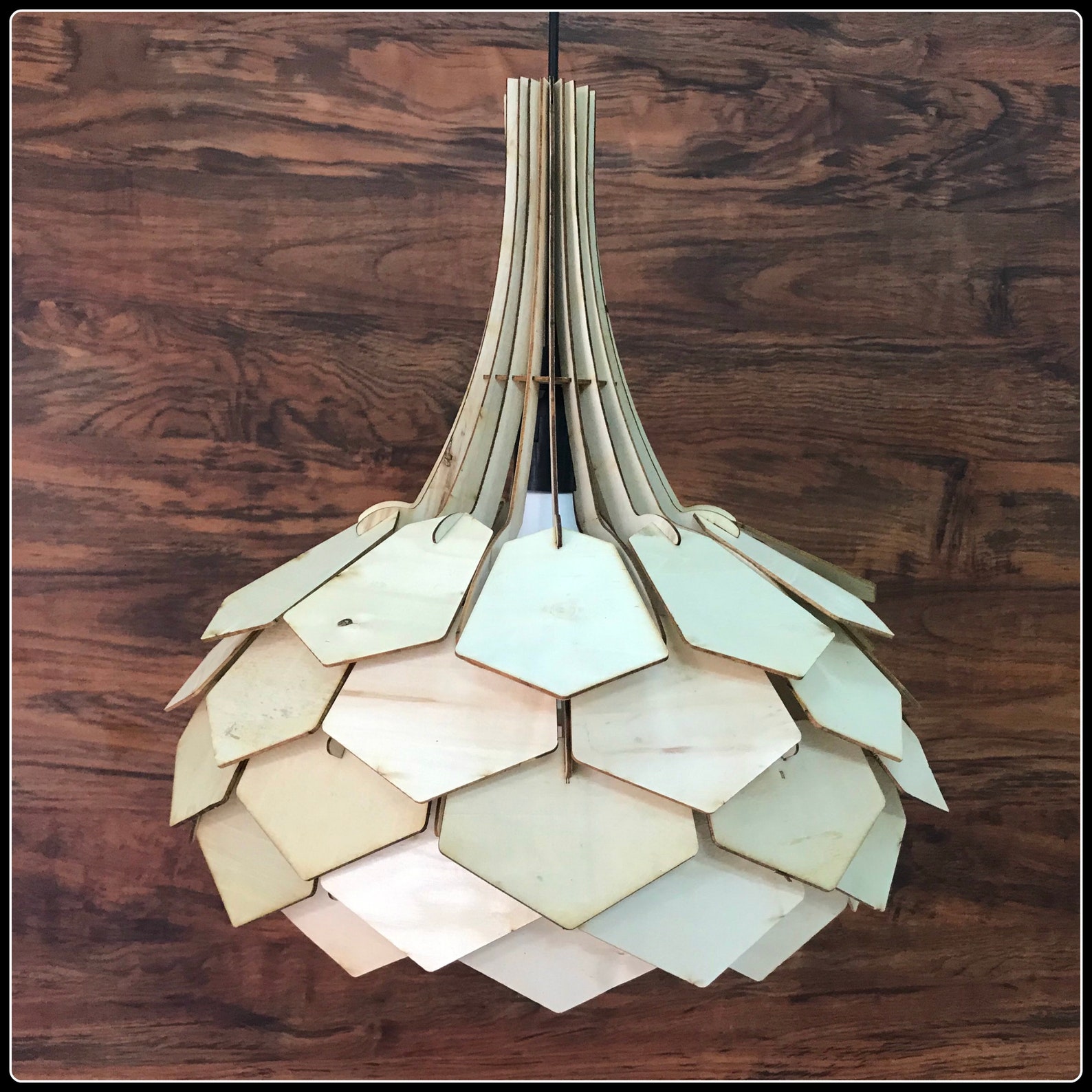 JASMINE Flower Pendant Light Fixture Wooden Hanging Lamp - Etsy