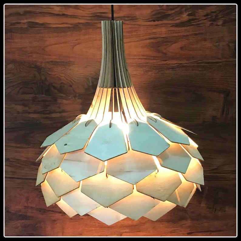 JASMINE Flower Pendant Light Fixture Wooden Hanging Lamp - Etsy