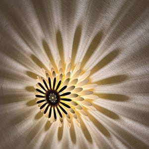 White Daisy Flower Ceiling Light, Wood Ceiling Light Fixture, Wooden ...