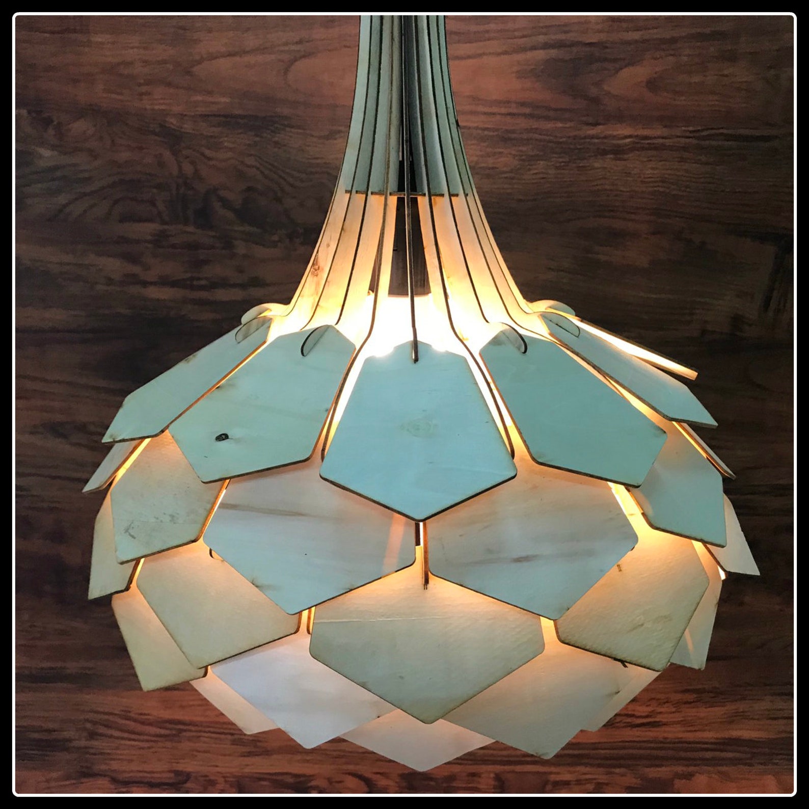 JASMINE Flower Pendant Light Fixture Wooden Hanging Lamp | Etsy