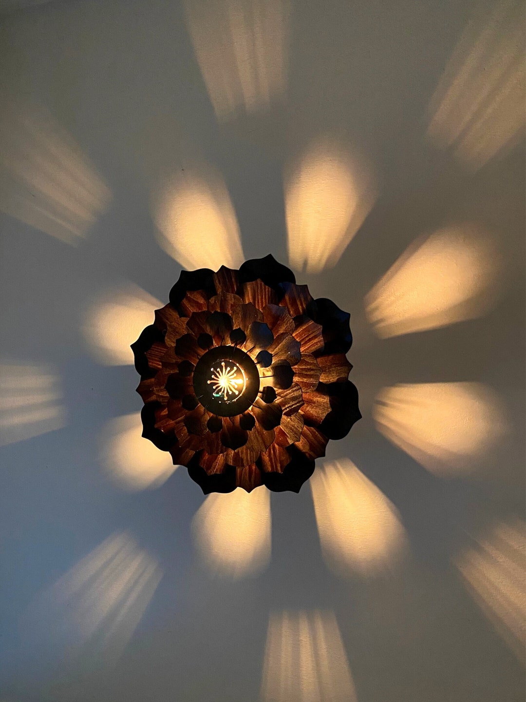 Boho Lamp Shade, Boho Chandelier, Unique Lamp, Wood Ceiling Light ...