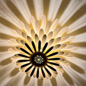 White Daisy Flower Ceiling Light, Wood Ceiling Light Fixture, Wooden ...