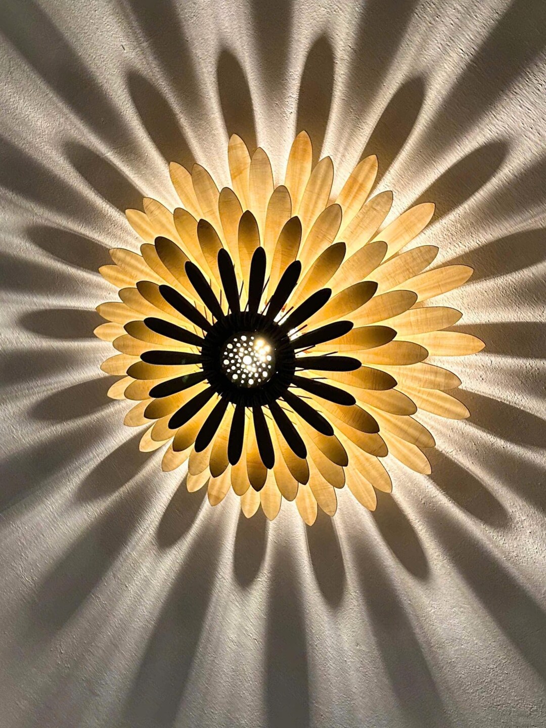 Wood Ceiling Light Fixture Flush Mount, Ceiling Mount Lights, Flower ...