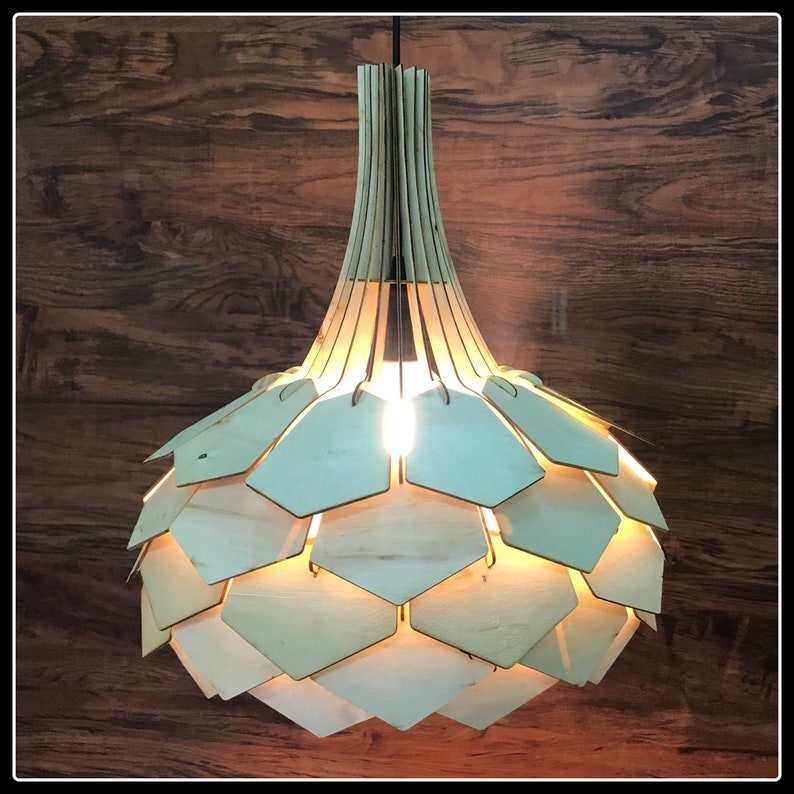 JASMINE Flower Pendant Light Fixture Wooden Hanging Lamp - Etsy