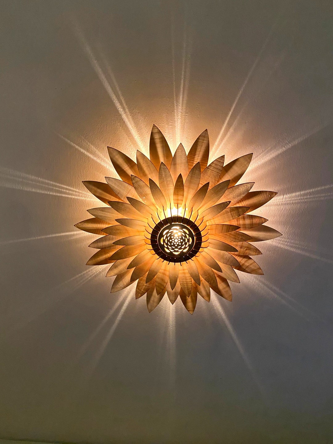 Home Yoga Studio Lamp, Unique Wooden Light Fixture for Meditation Room ...