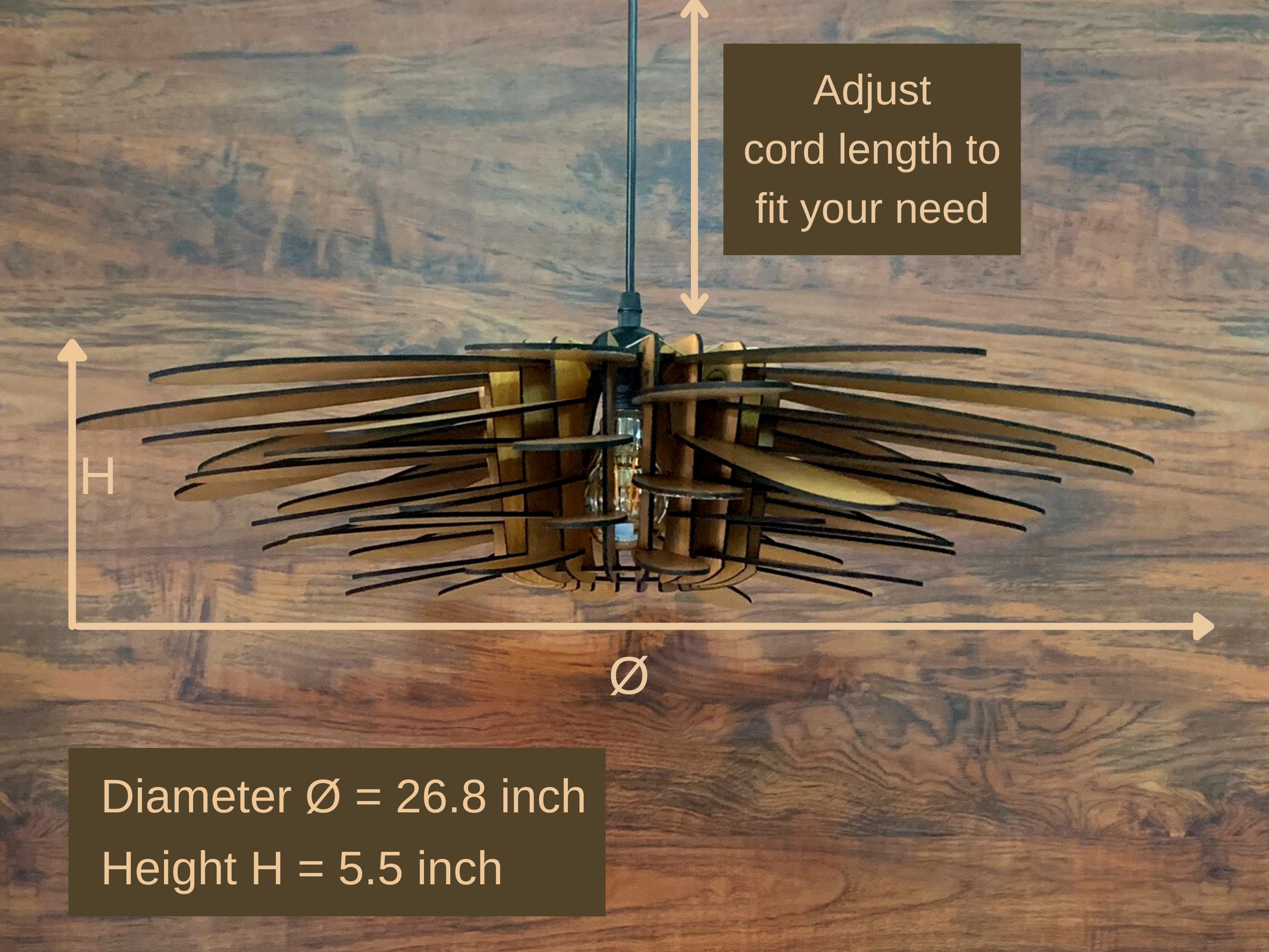 Wood Hanging Pendant Light Shadow Chadelier Shadow Casting | Etsy