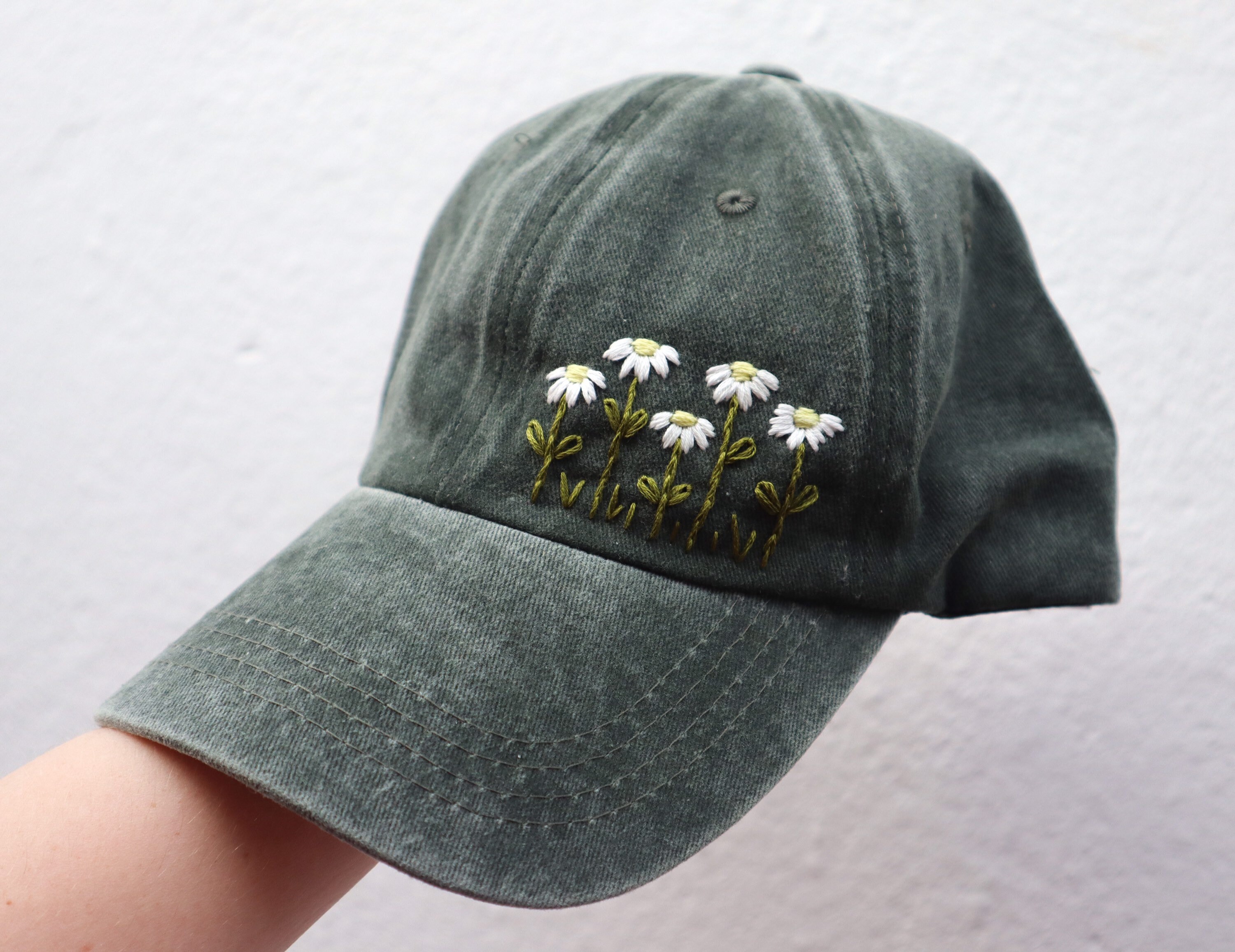 CUSTOM Hand Embroidered Floral Cap // Sunflower Cap , Embroidered ...