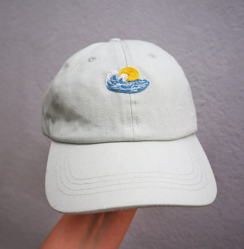 Embroidered Light Blue Hat, Hand Embroidered Cap, Hat for Summer ...