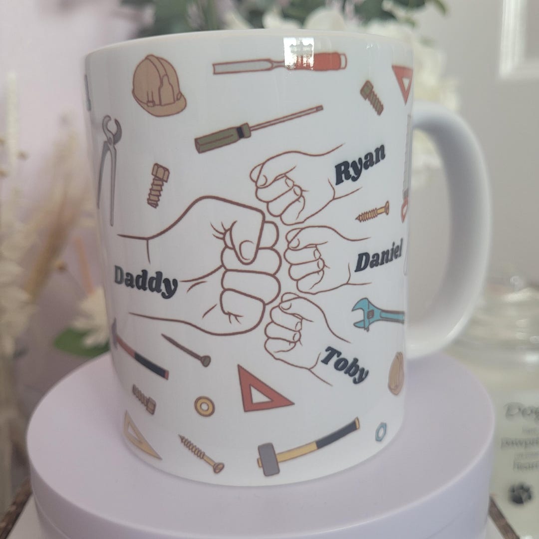 Fathers Day Fist Bump Mug - Custom Dad/ Grandad Mug - Personalized ...