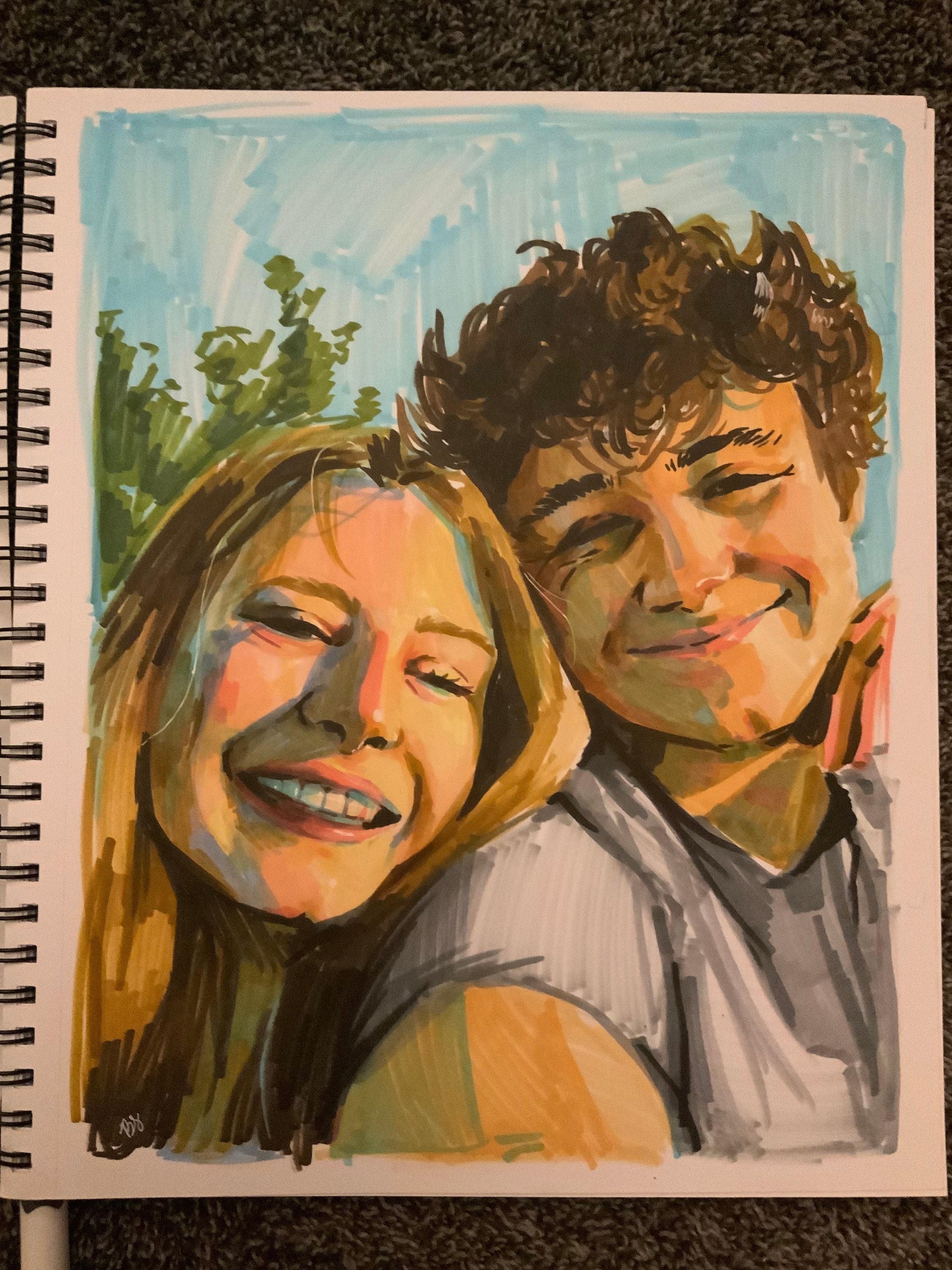 Personalized 5x7 Custom Portrait - Alcohol Marker - Etsy