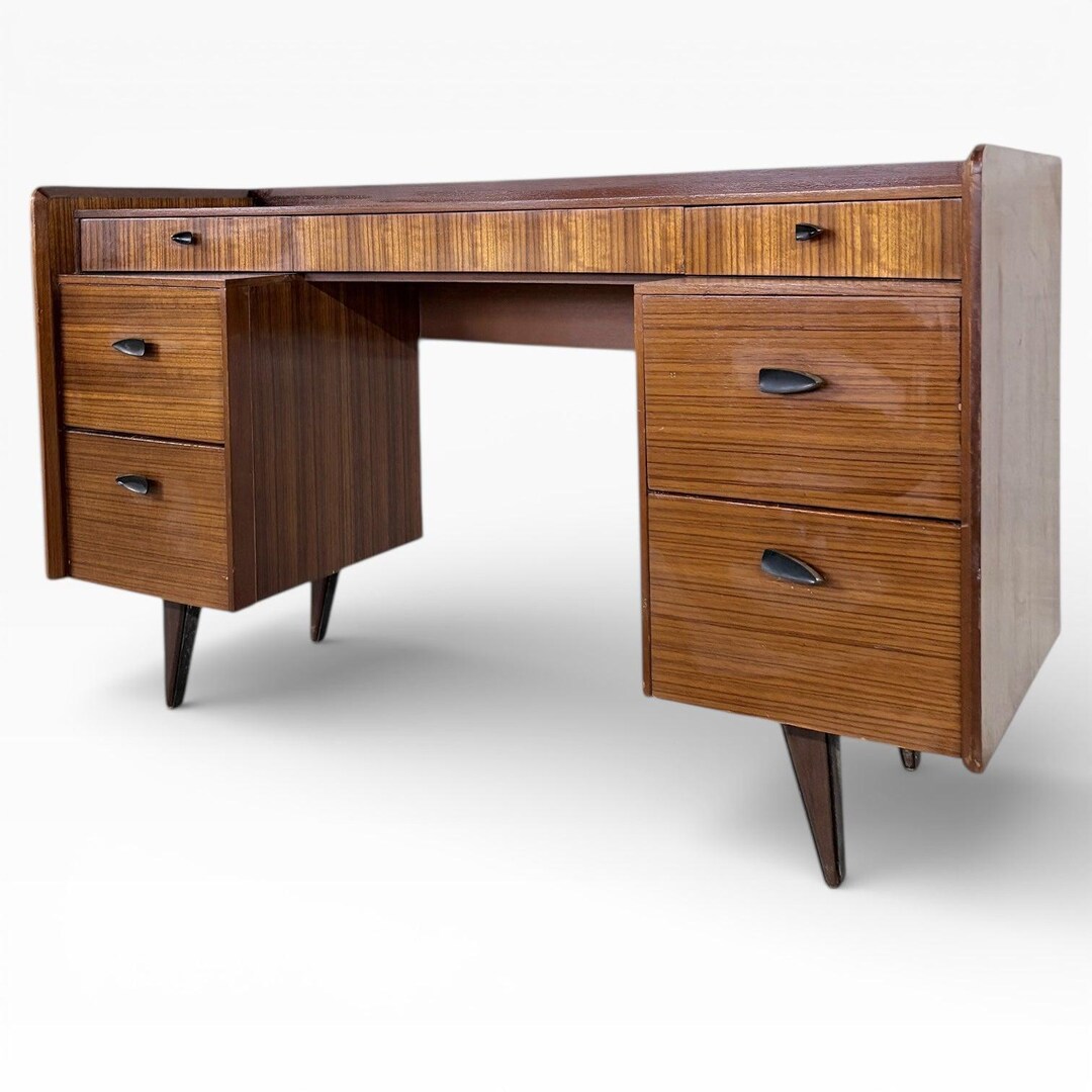 Lebus Writing Desk: Mid-century Walnut - Compact Vintage Design - Etsy