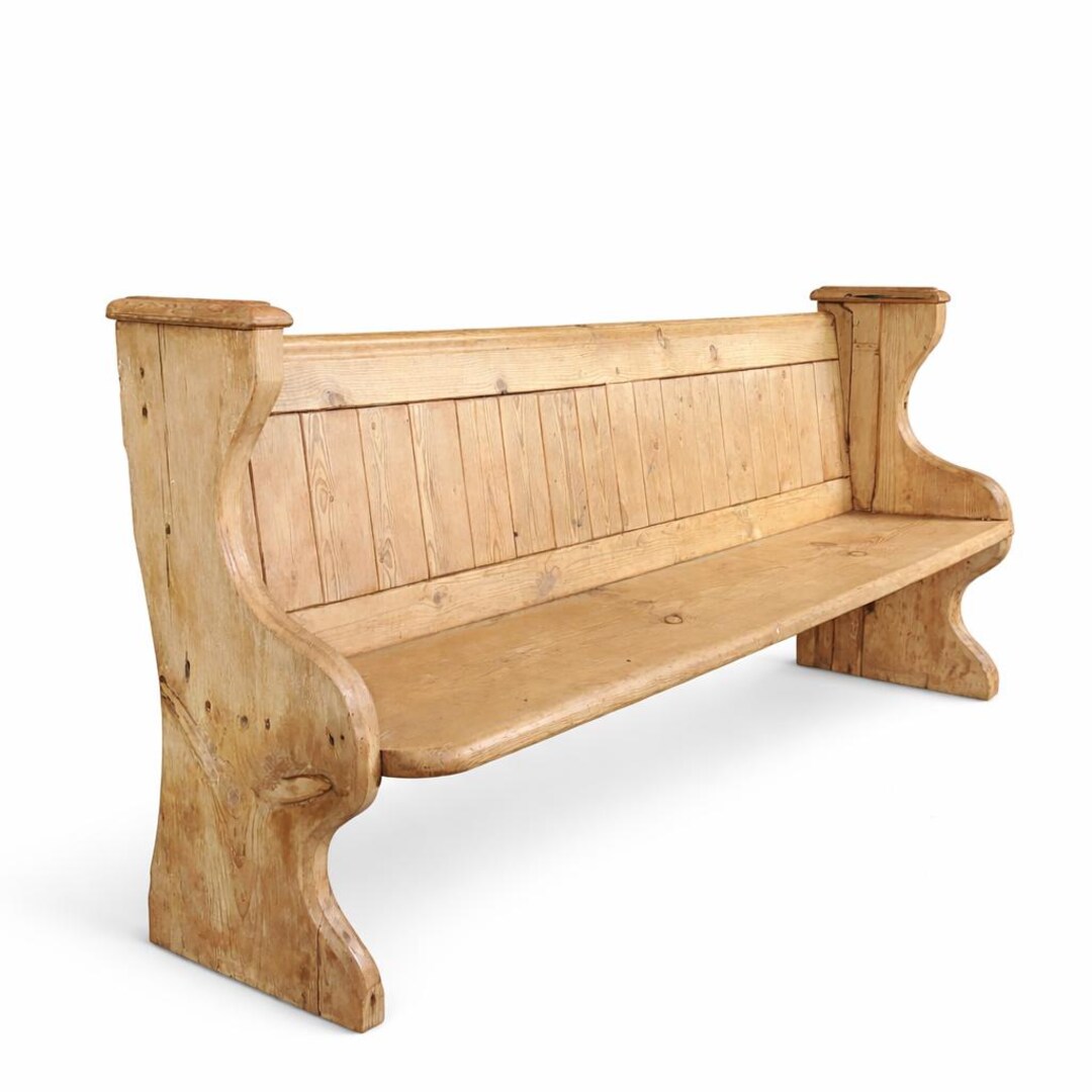 Antique Pine Church Pew - Rustic Stripped Wood, Tall Panel Back - Etsy