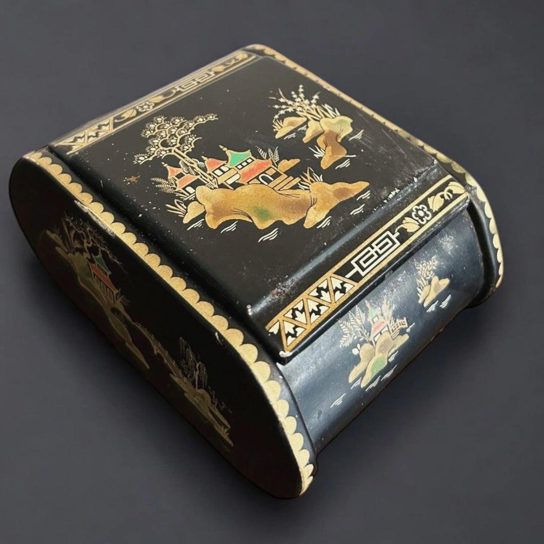 Vintage Chinese Black Lacquered Cigar Box | Handcrafted Oriental ...