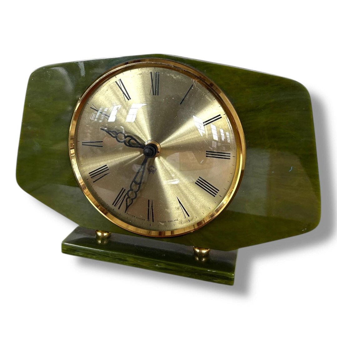 Mid Century Modern Onyx Marble Green Table Clock - Etsy