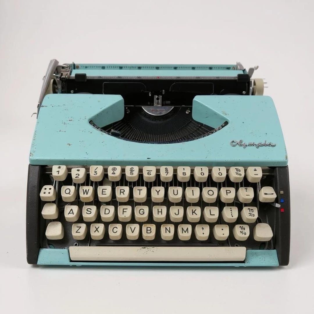 Olympia Typewriter: Baby Blue Mid Century Portable - Vintage ...