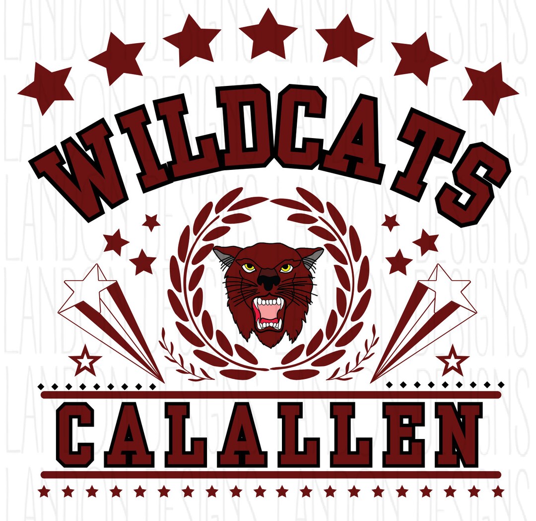 Wildcats PNG Varsity Style Maroon Calallen - Etsy