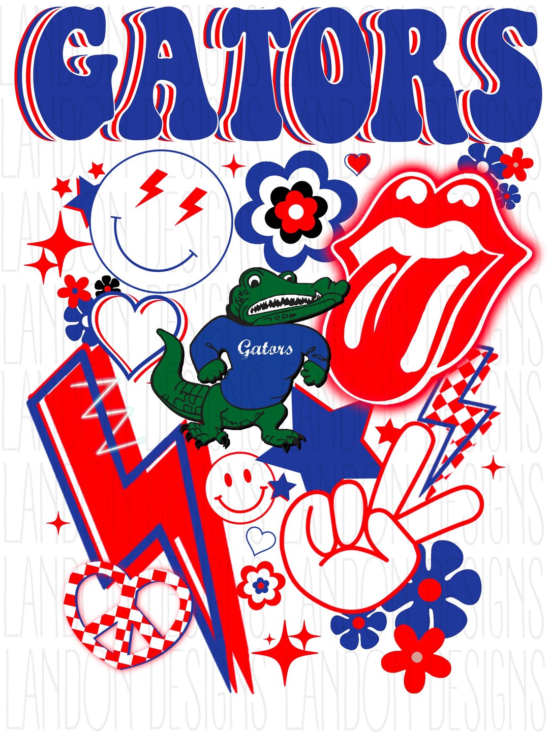 Gators Blue and Red PNG Retro School Spirit - Etsy