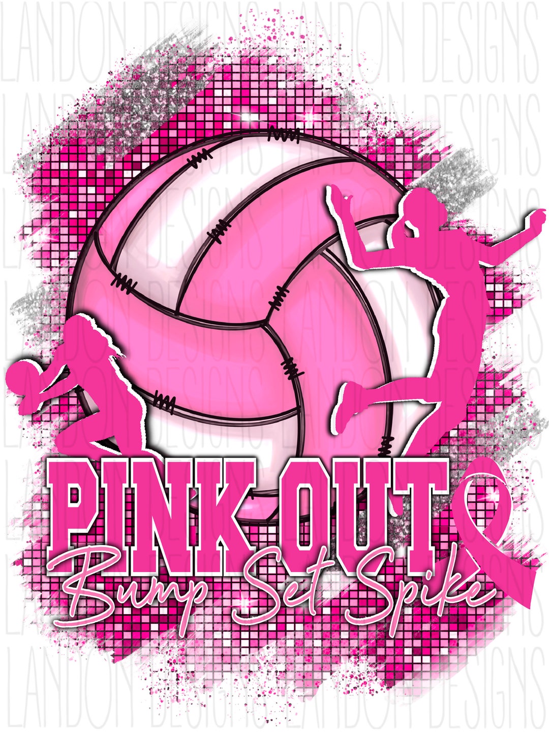 Breast Cancer Awareness PNG Pink Out Bump Set Spike Volleyball - Etsy