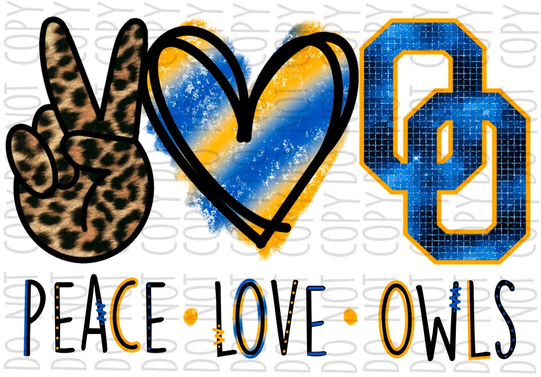 Peace Love Odem Owls PNG Distressed Retro Cheetah - Etsy