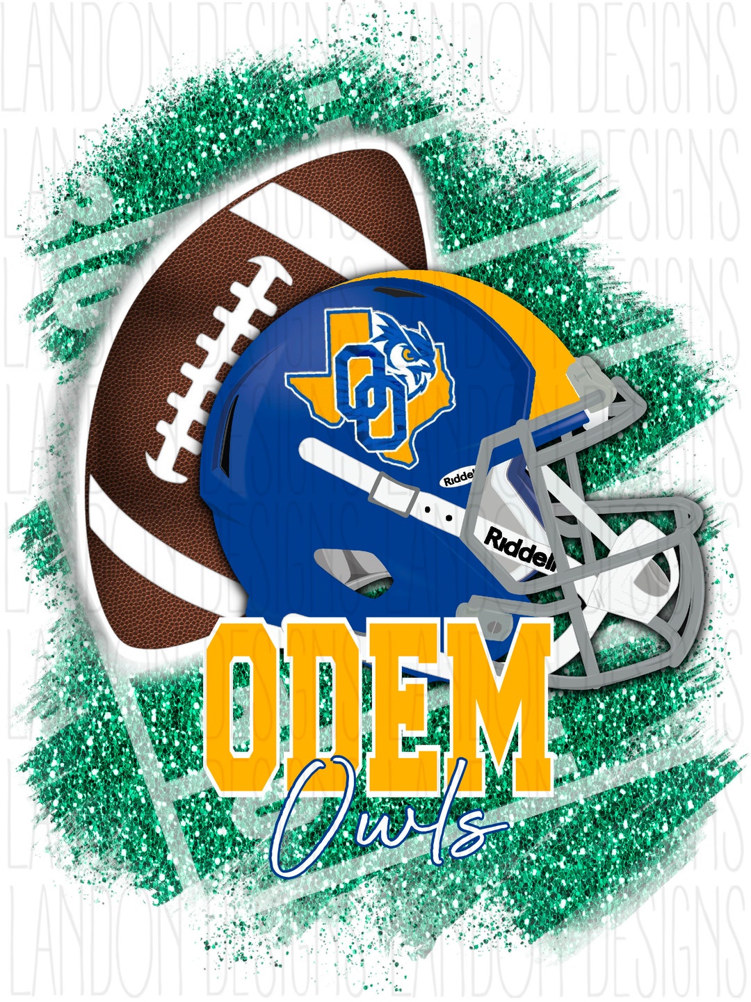 Odem Football Blue and Yellow PNG Owls Helmet - Etsy