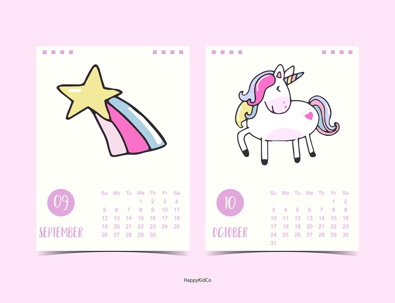 Printable Cute Unicorn Calendar 2021 Calendar for Planner Calendar ...