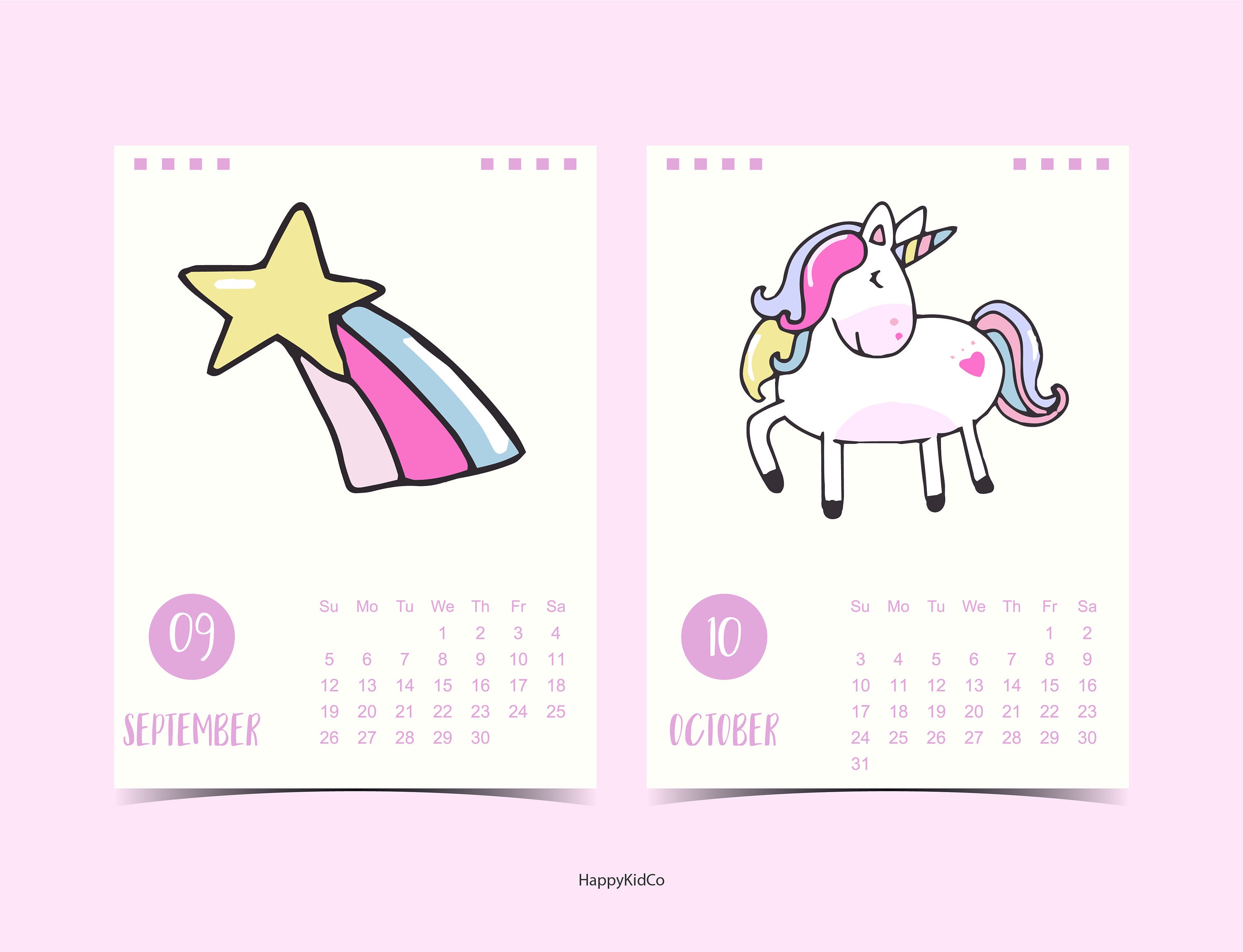 Printable Cute Unicorn Calendar 2021 Calendar for Planner Calendar ...