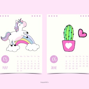 Printable Cute Unicorn Calendar 2021 Calendar for Planner Calendar ...