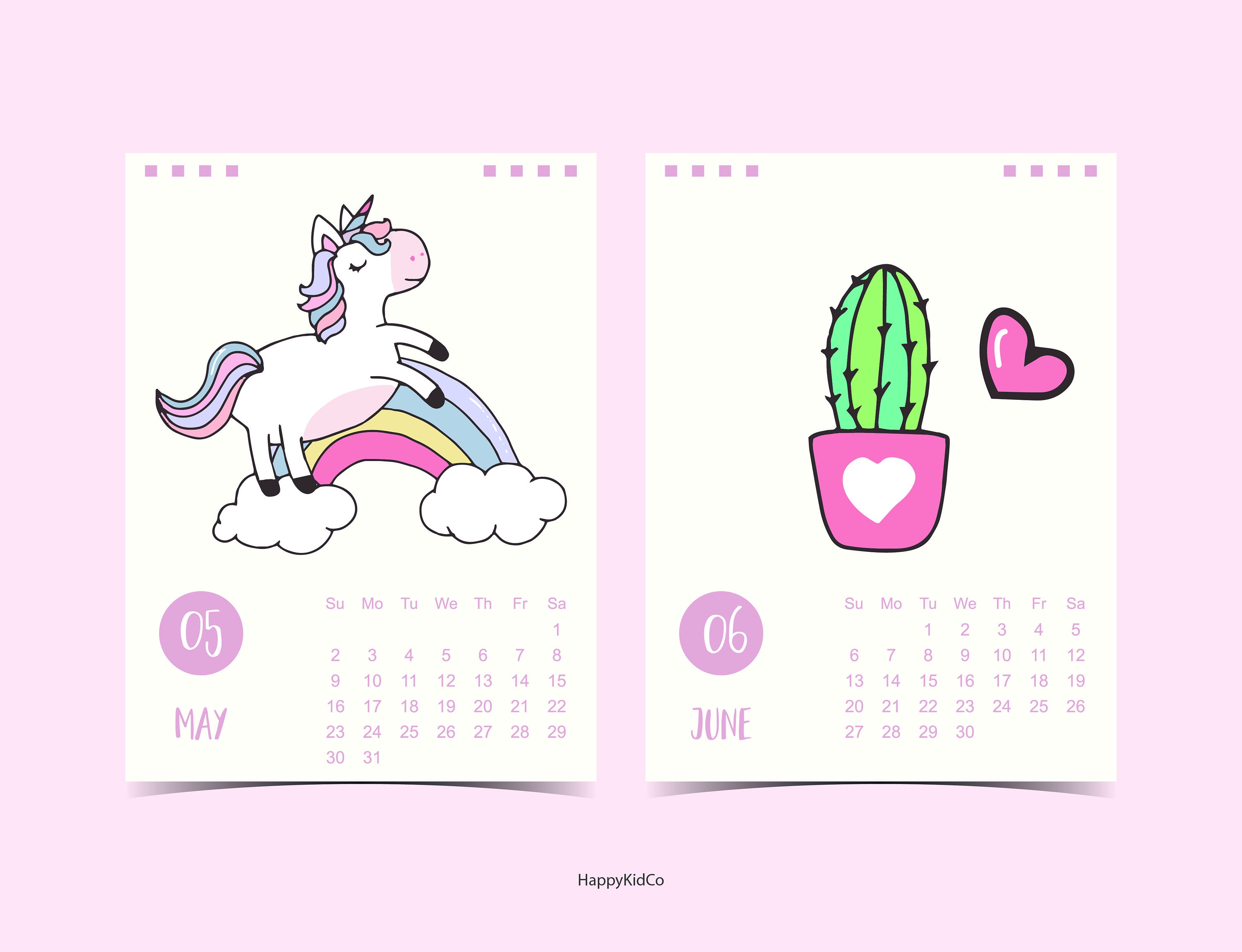 Printable Cute Unicorn Calendar 2021 Calendar for Planner Calendar ...