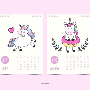 Printable Cute Unicorn Calendar 2021 Calendar for Planner Calendar ...